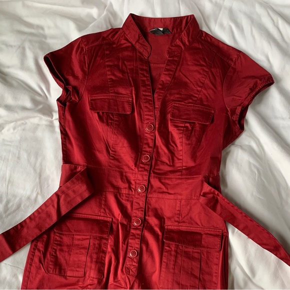 H&M | Dresses | Hm Red Buttonup Dress | Poshmark